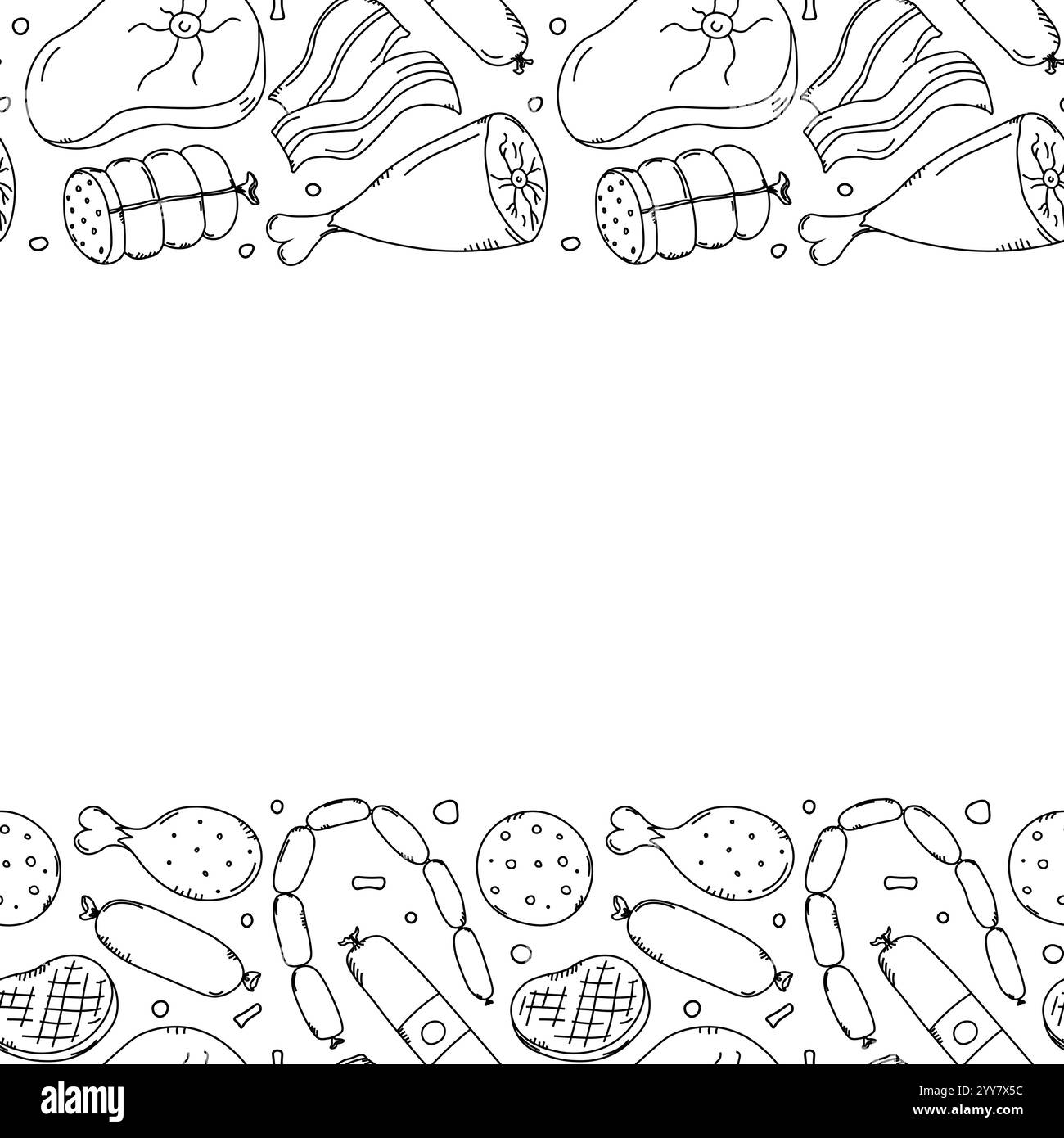 Meat frame. Doodle meat background. Vector illustration with meat ...