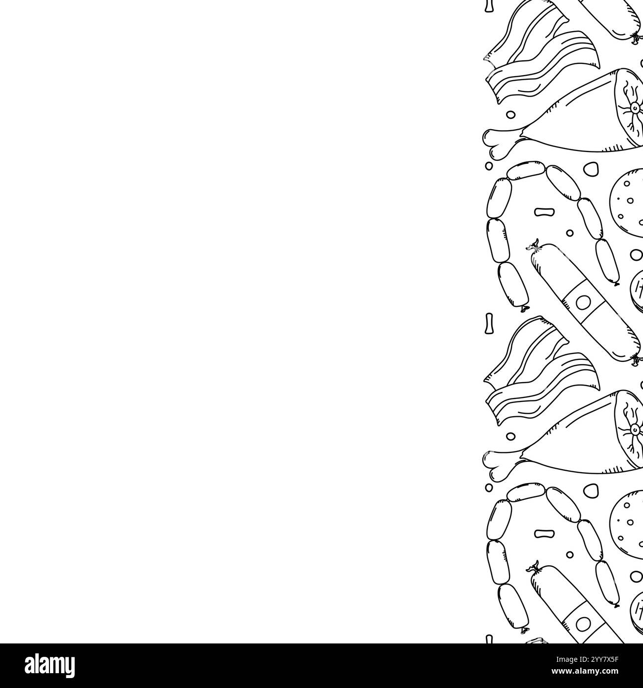 Meat frame. Doodle meat background. Vector illustration with meat ...