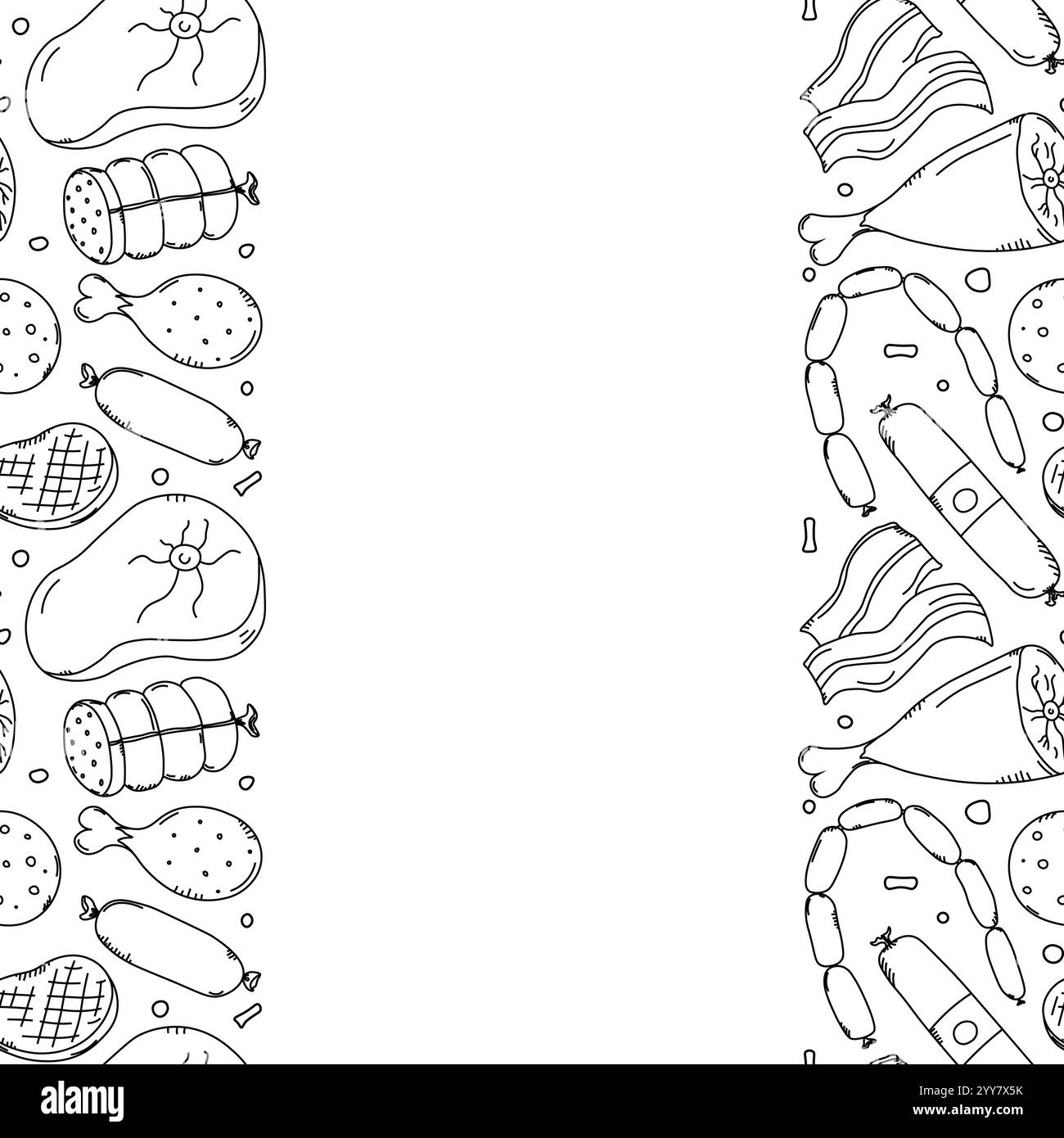 Meat frame. Doodle meat background. Vector illustration with meat ...