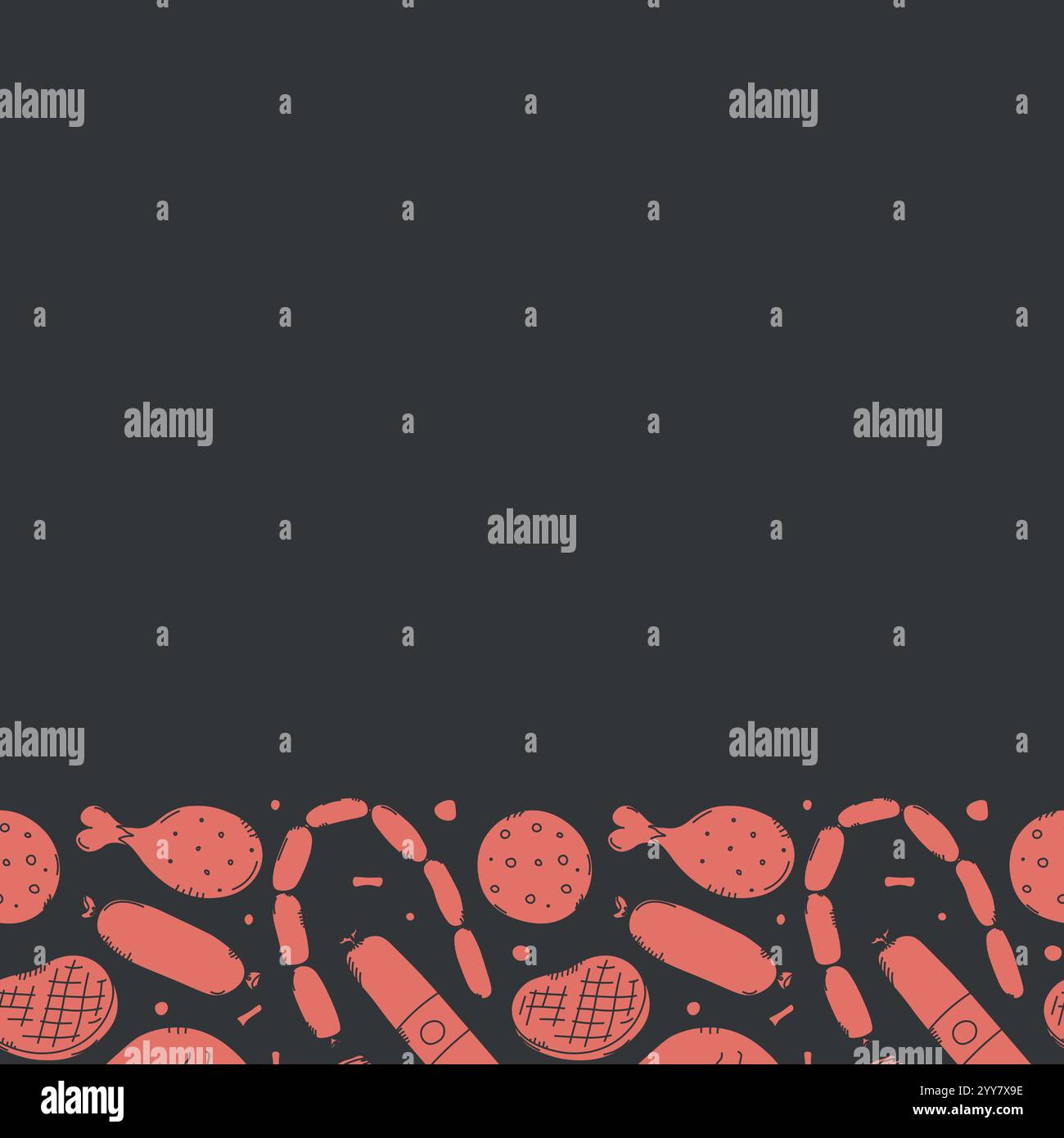 Meat frame. Doodle meat background. Vector illustration with meat ...