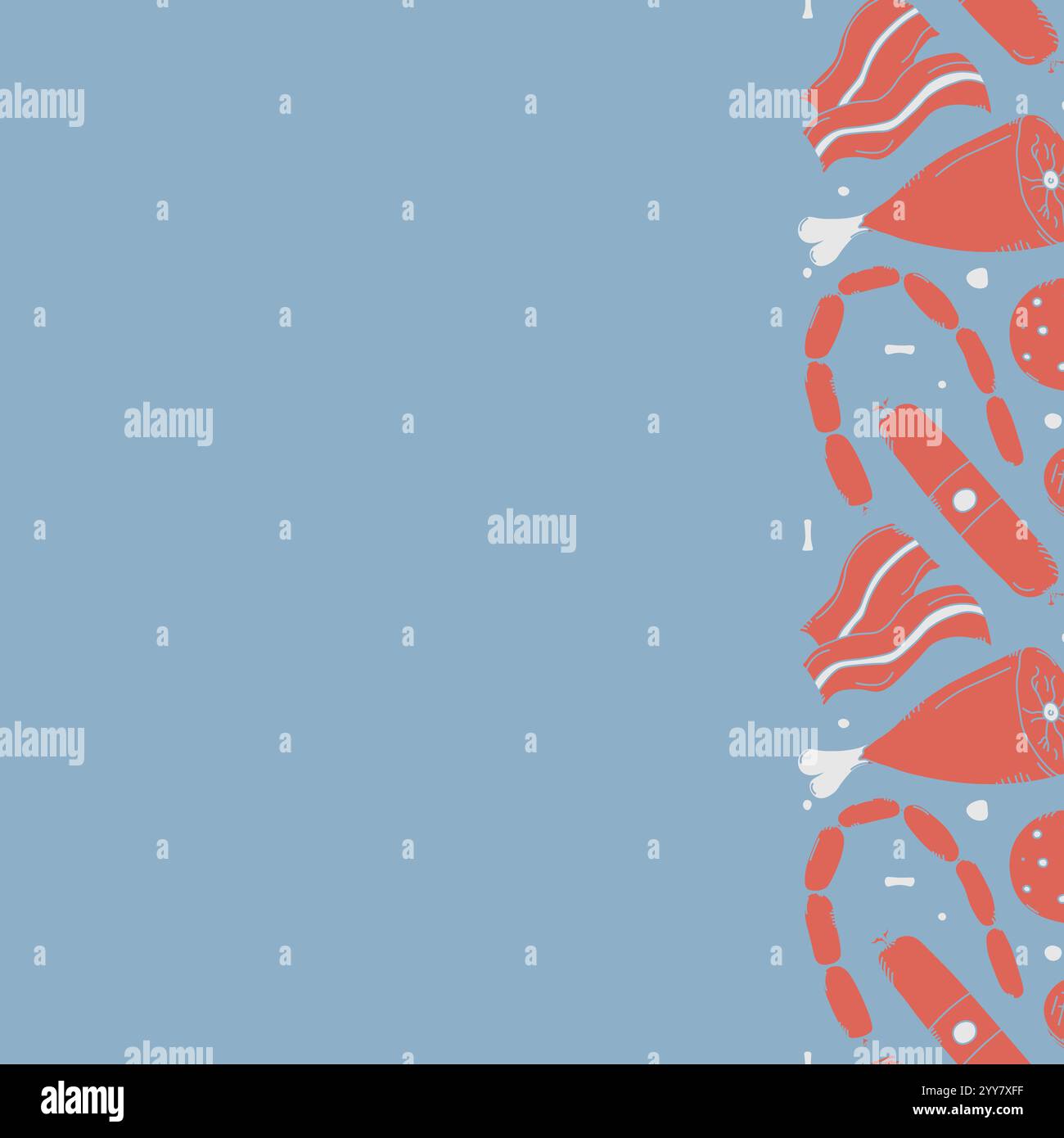 Meat frame. Doodle meat background. Vector illustration with meat ...