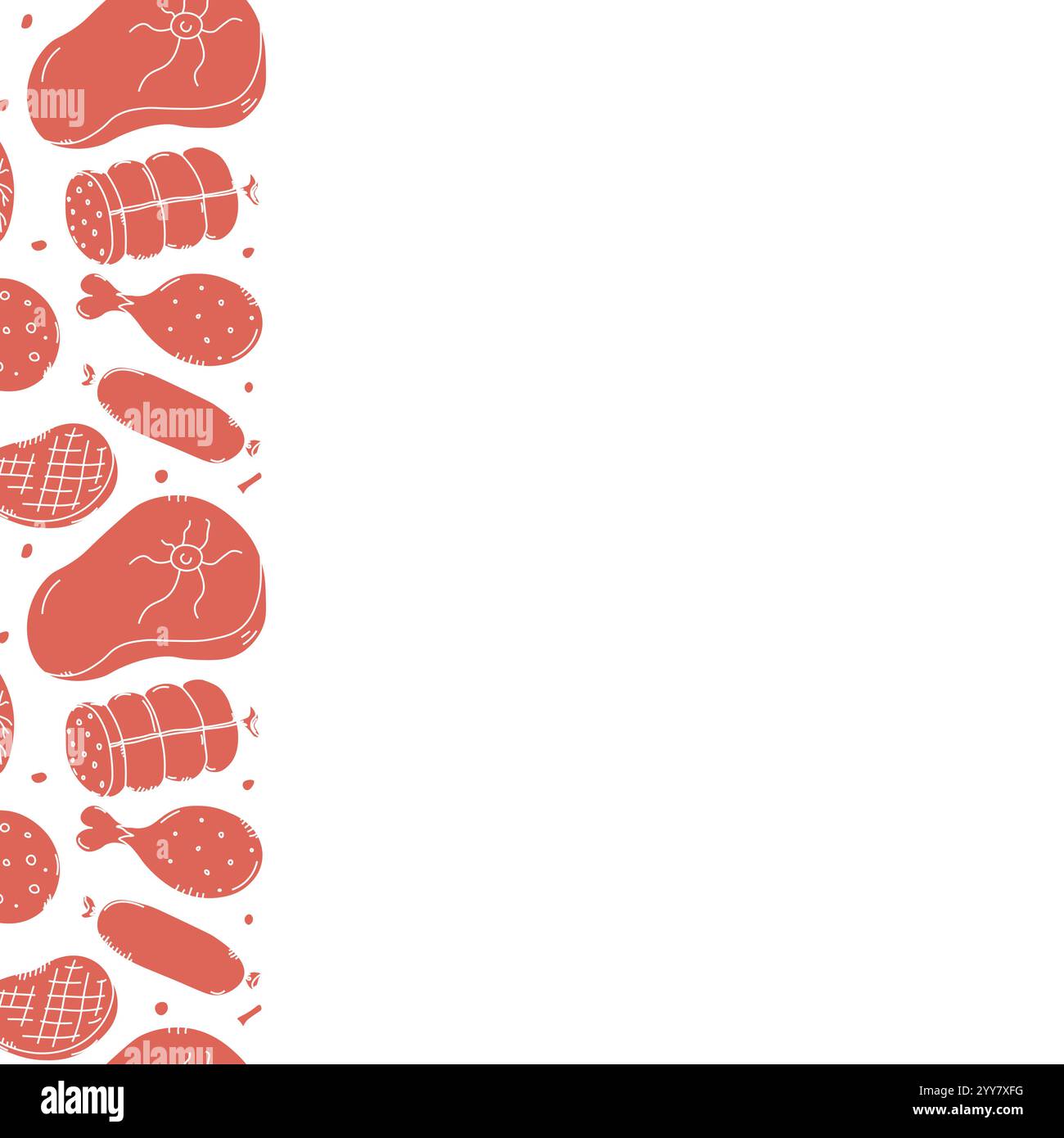 Meat frame. Doodle meat background. Vector illustration with meat ...