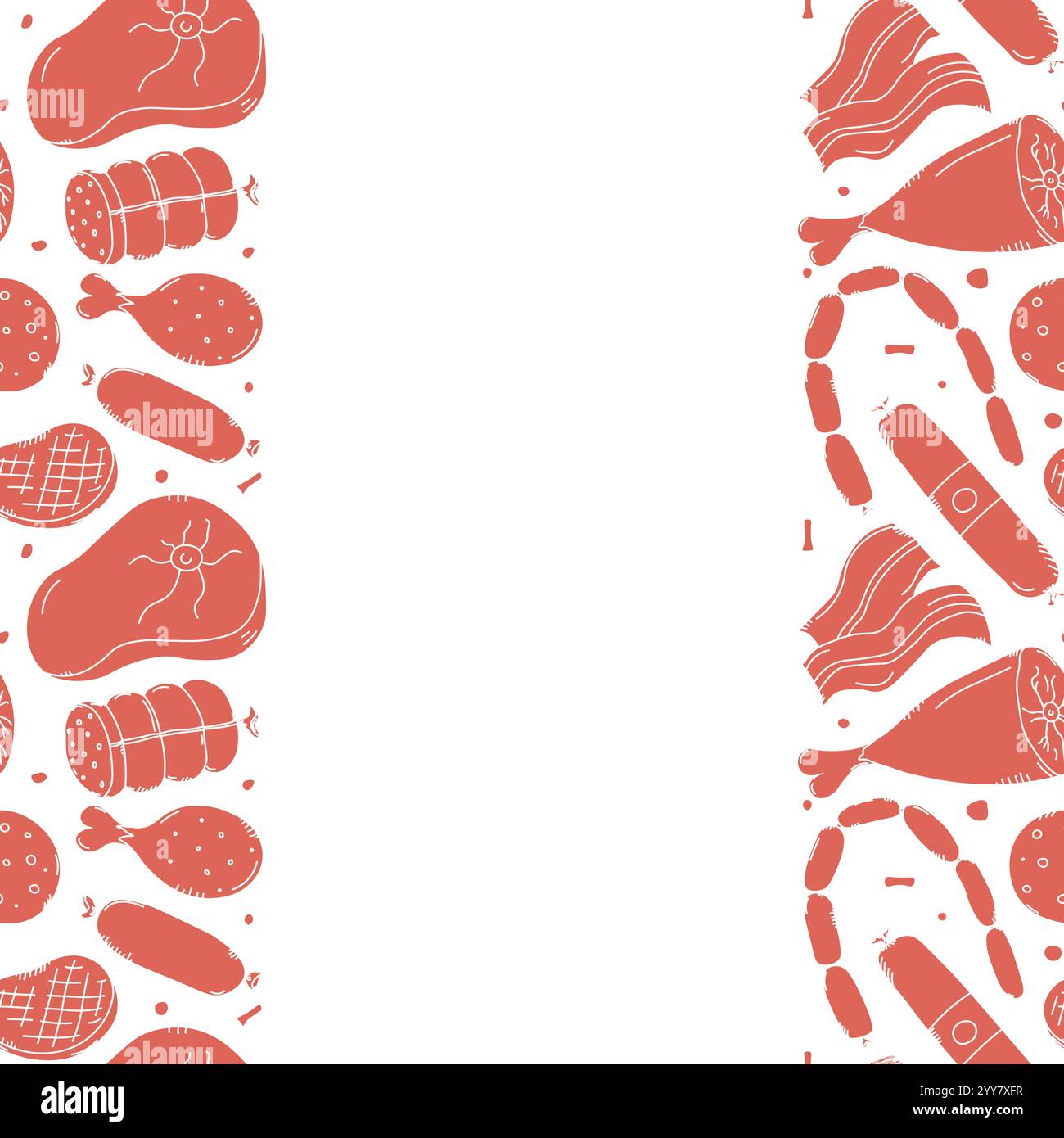 Meat frame. Doodle meat background. Vector illustration with meat ...