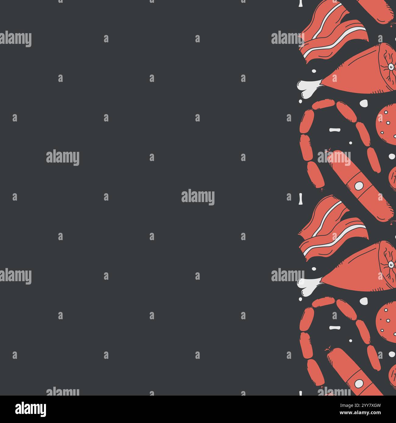 Meat frame. Doodle meat background. Vector illustration with meat ...