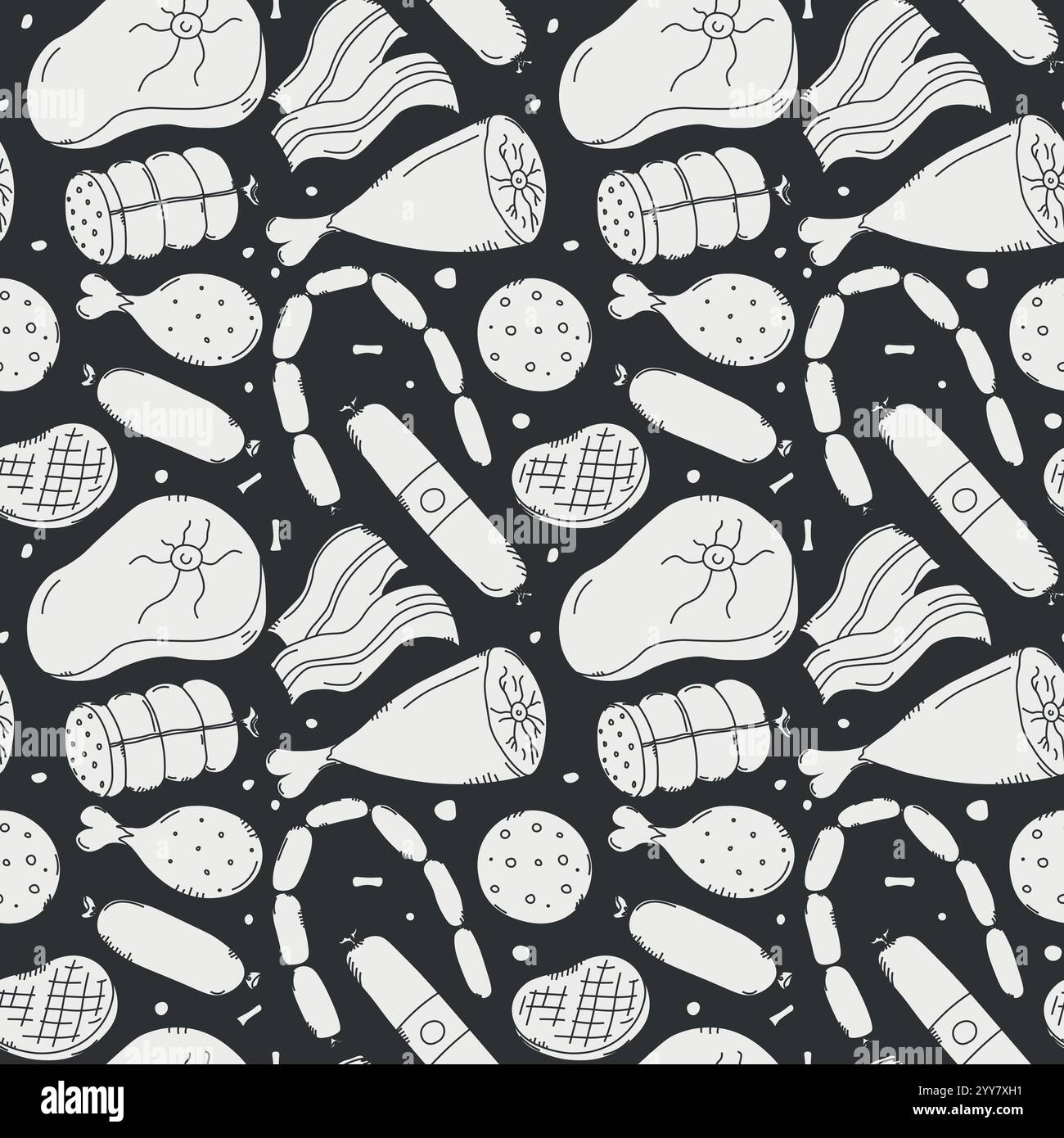 Seamless meat pattern. Doodle meat background. illustration with meat ...