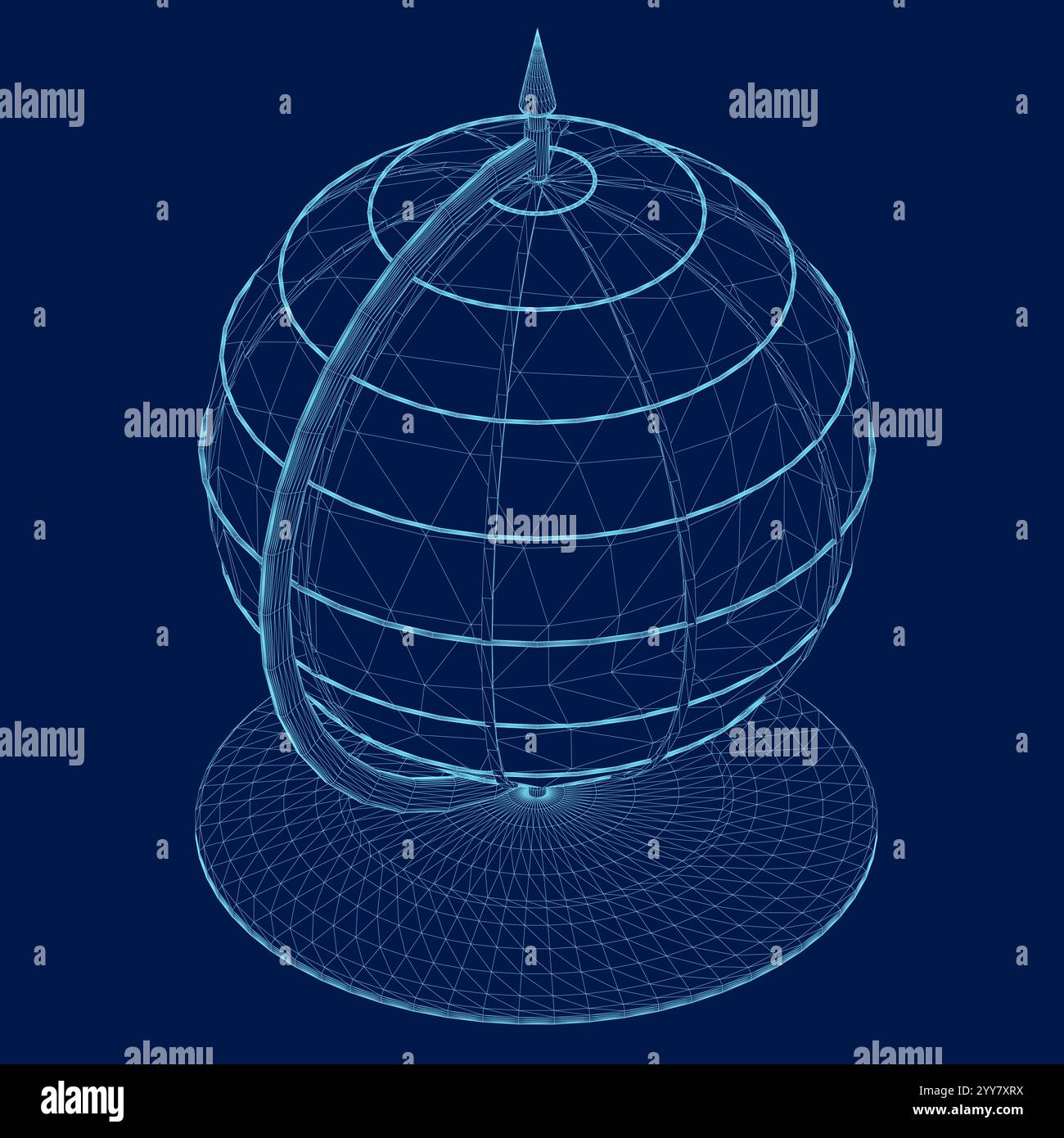Wireframe globe from blue lines. Isometric view. Vector illustration ...