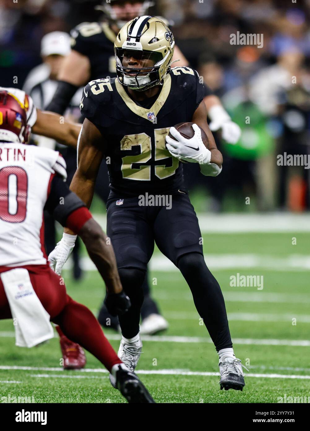 New Orleans Saints running back Kendre Miller (25) with the carry at ...