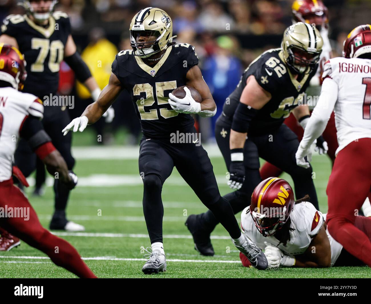 New Orleans Saints running back Kendre Miller (25) with the carry at ...