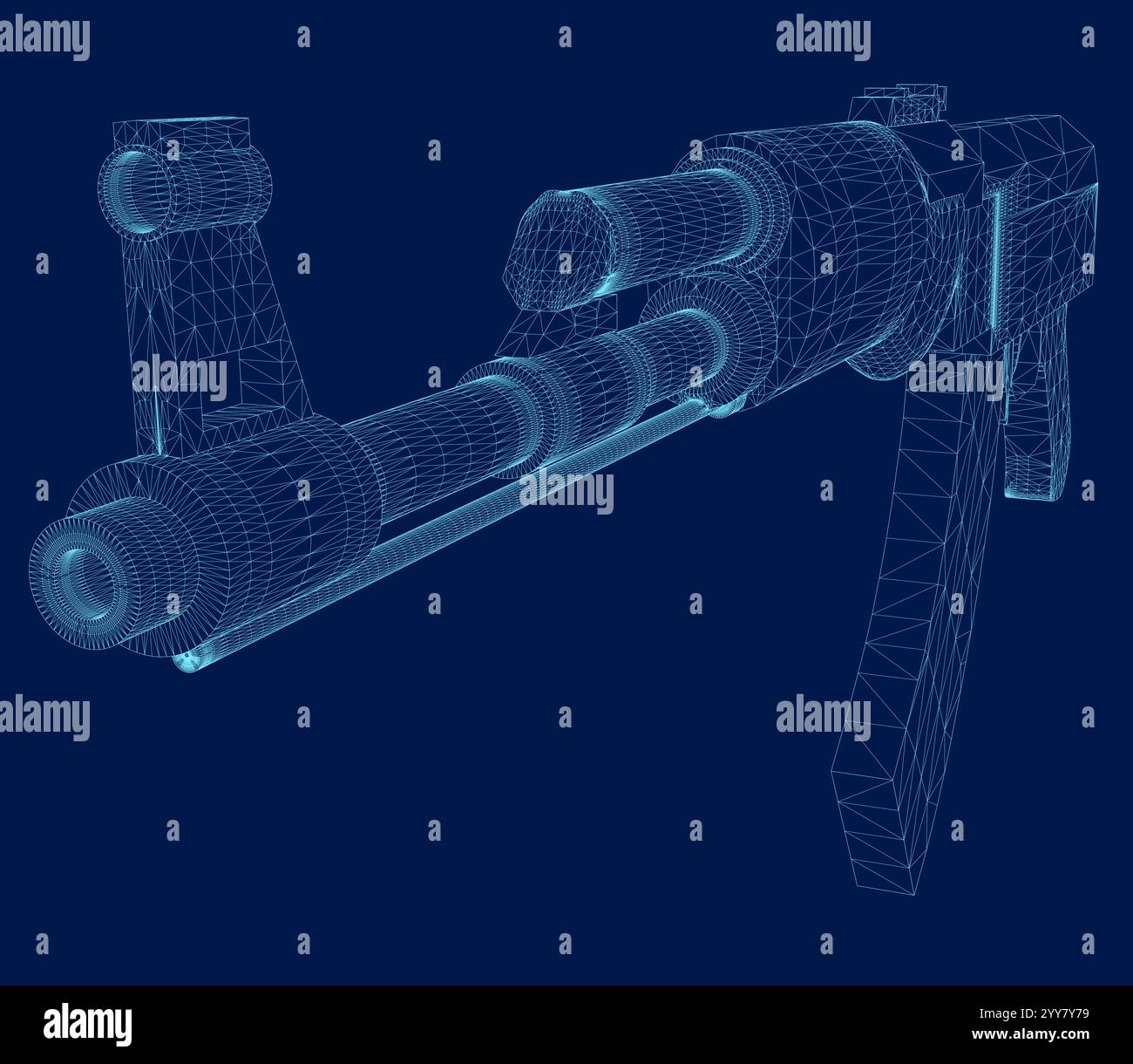assault rifl wireframe. weapon and army symbol. isolated vector image ...