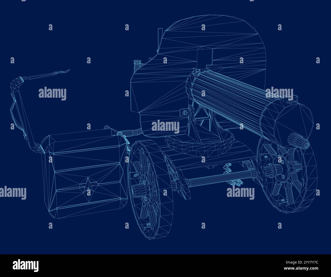 Wireframe of the Maxim machine gun. Machine gun isolated on a blue ...