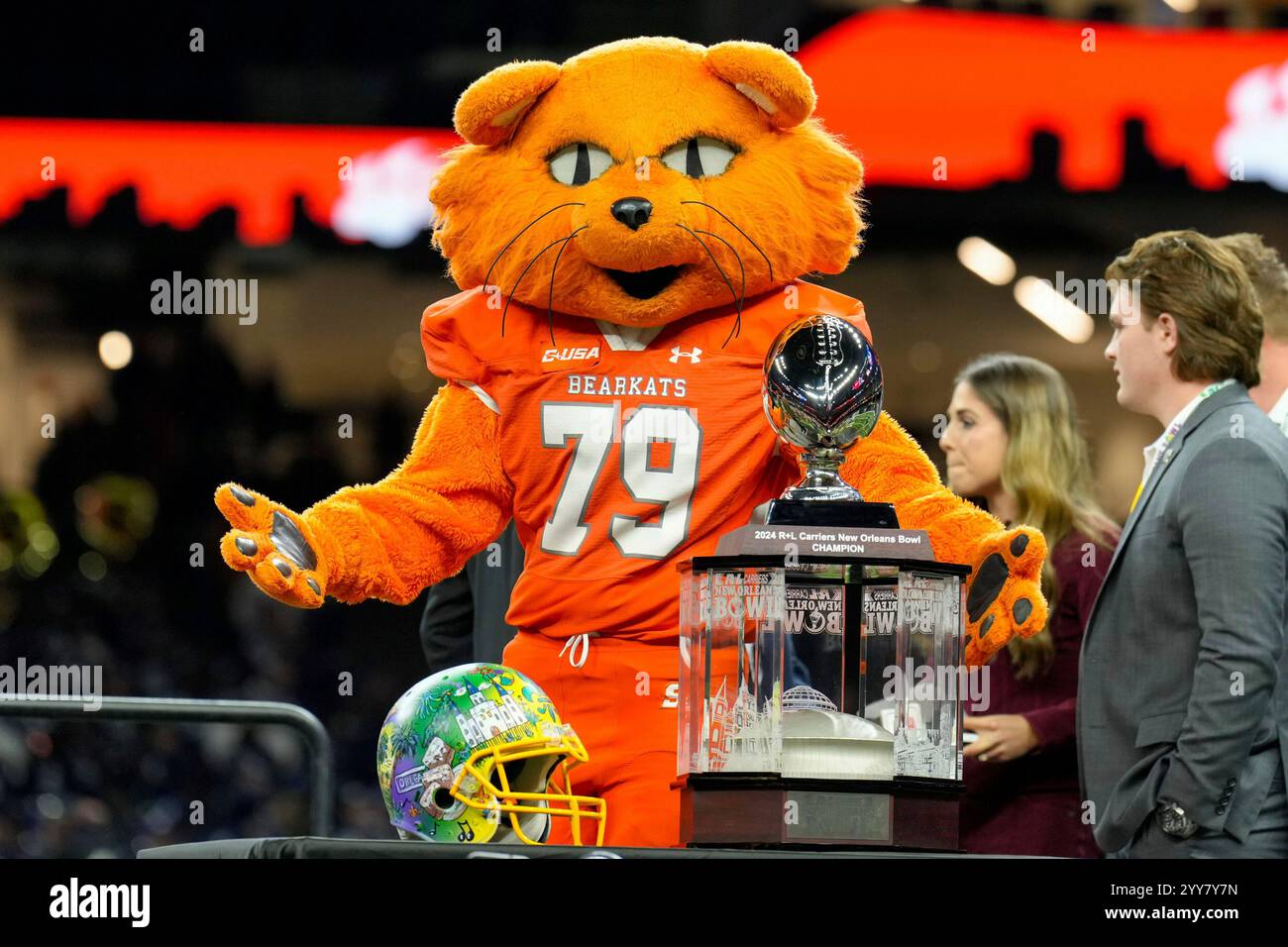 New Orleans, Louisiana. 19th Dec, 2024. Sam Houston State mascot Sammy ...