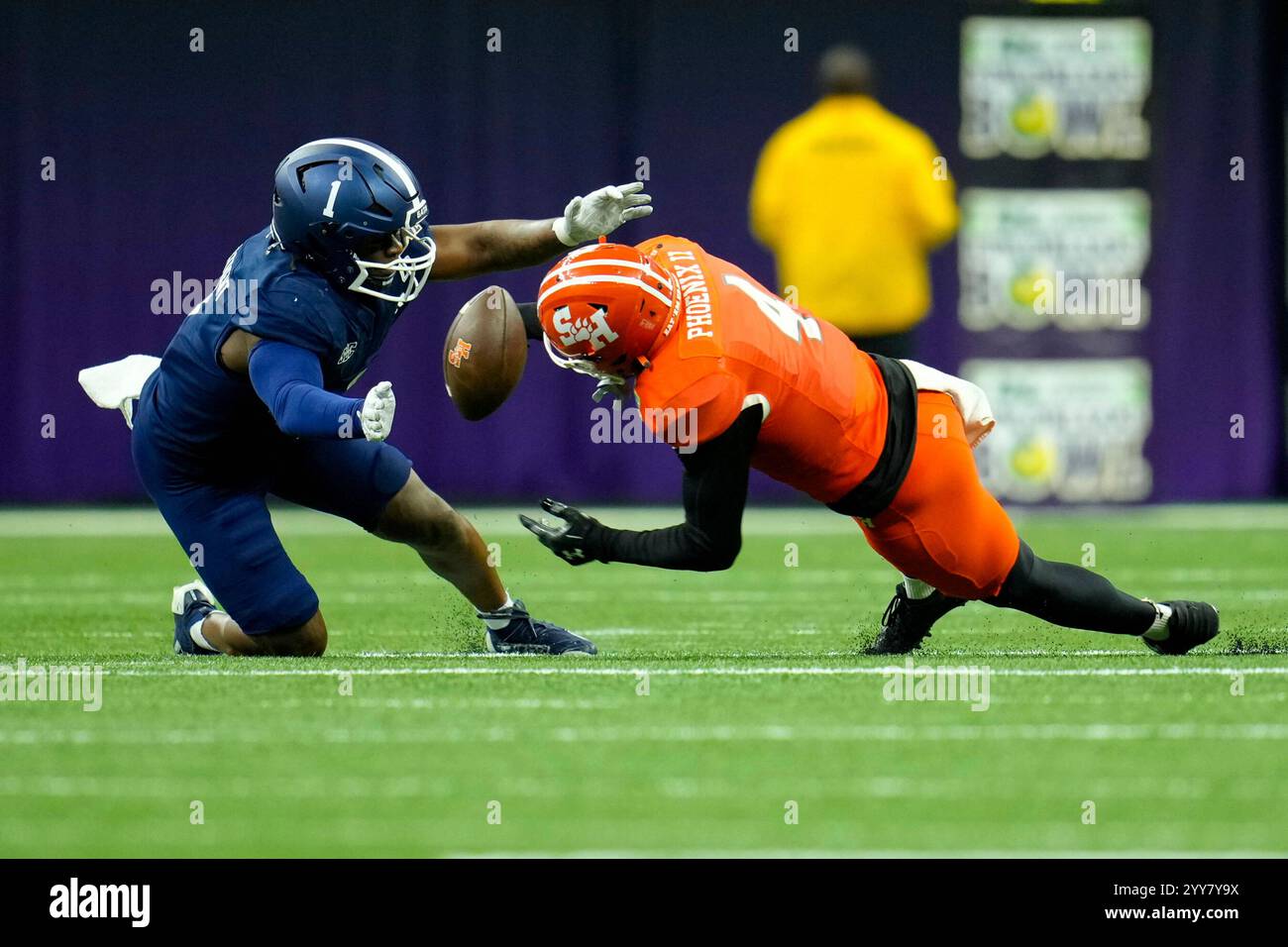 Sam Houston State wide receiver Michael Phoenix II (4) recovers his own ...