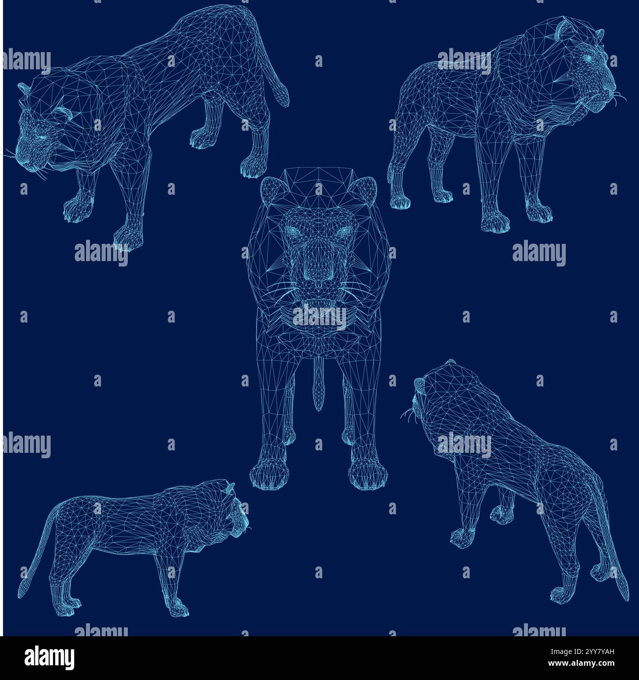 3d wireframe animal Stock Vector Images - Alamy