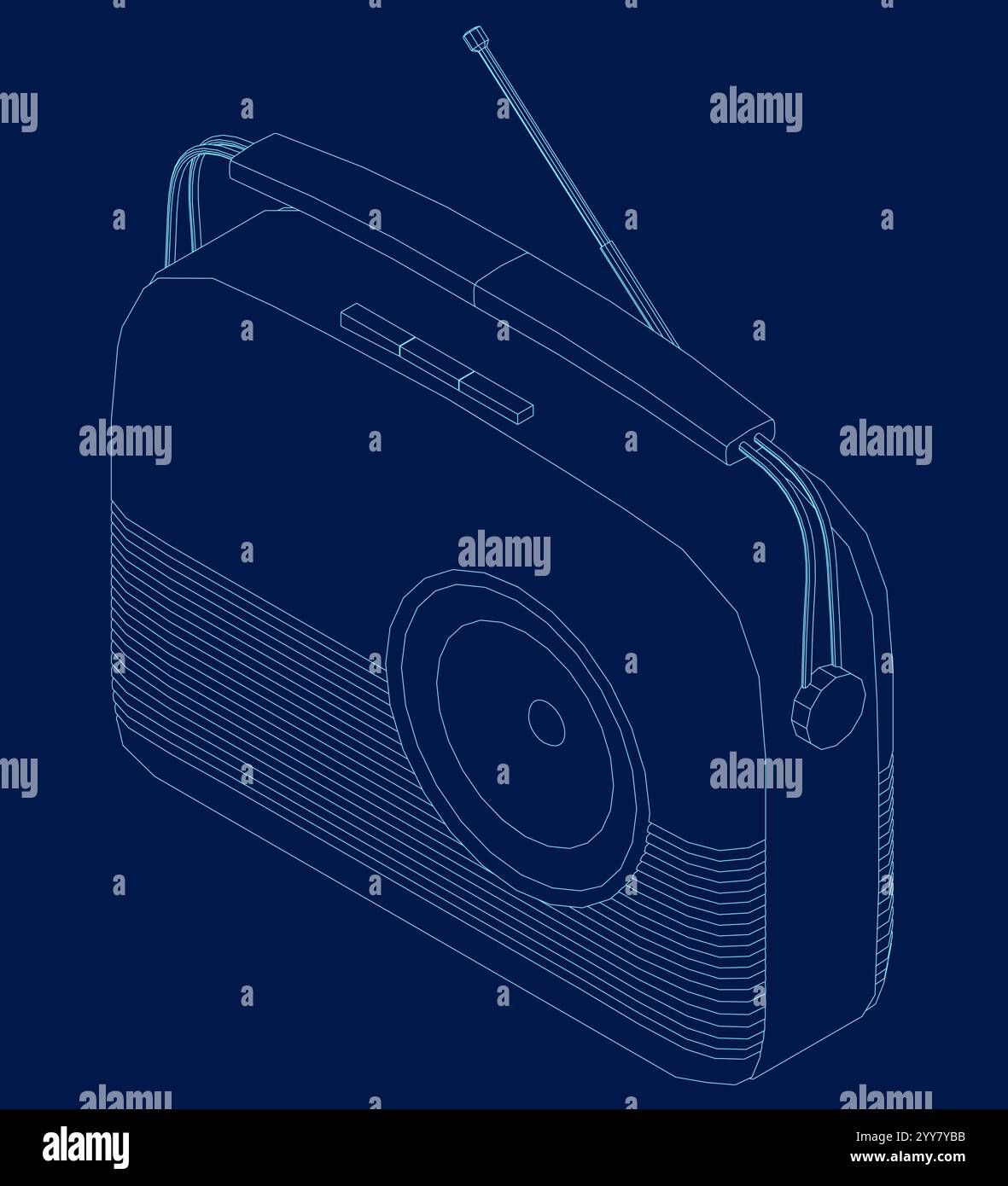 Contour old radio tuner. Vector illustration of vintage radio receiver ...