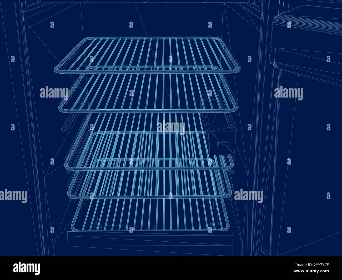Contour refrigerator is open and empty. Vector illustration Stock ...