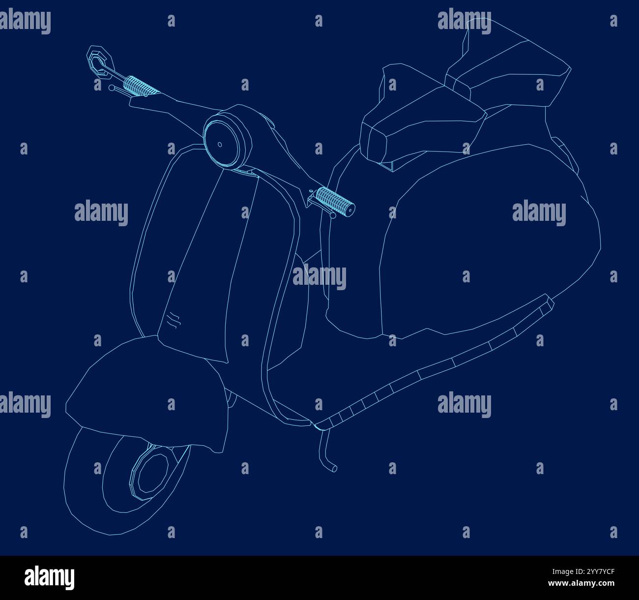 Vintage two wheeler scooter contour isolated vector illustration ...