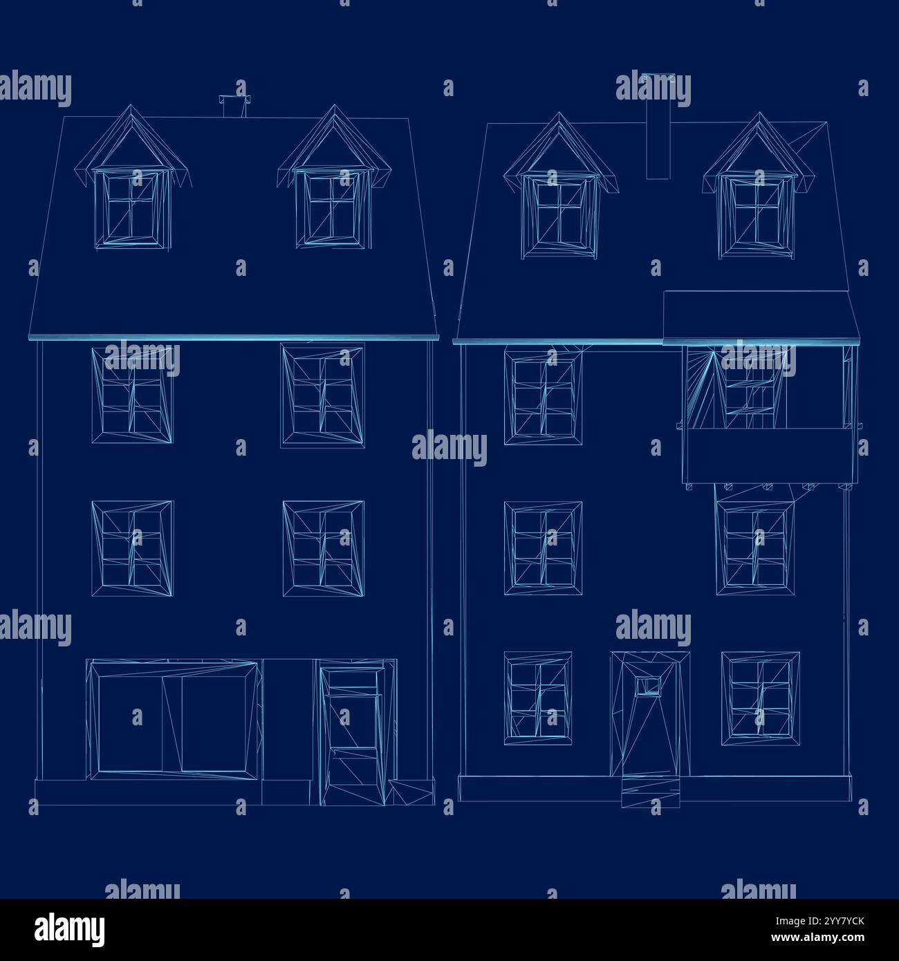 Outline building set. Front view. Vector illustration Stock Vector ...