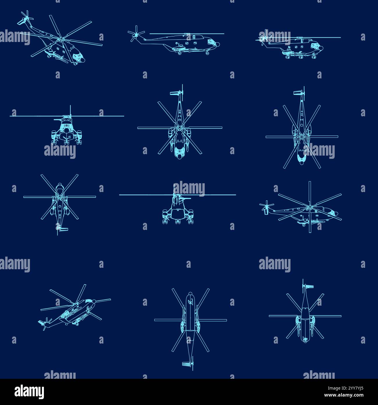 The set of helicopter contour. Vector illustration Stock Vector Image ...