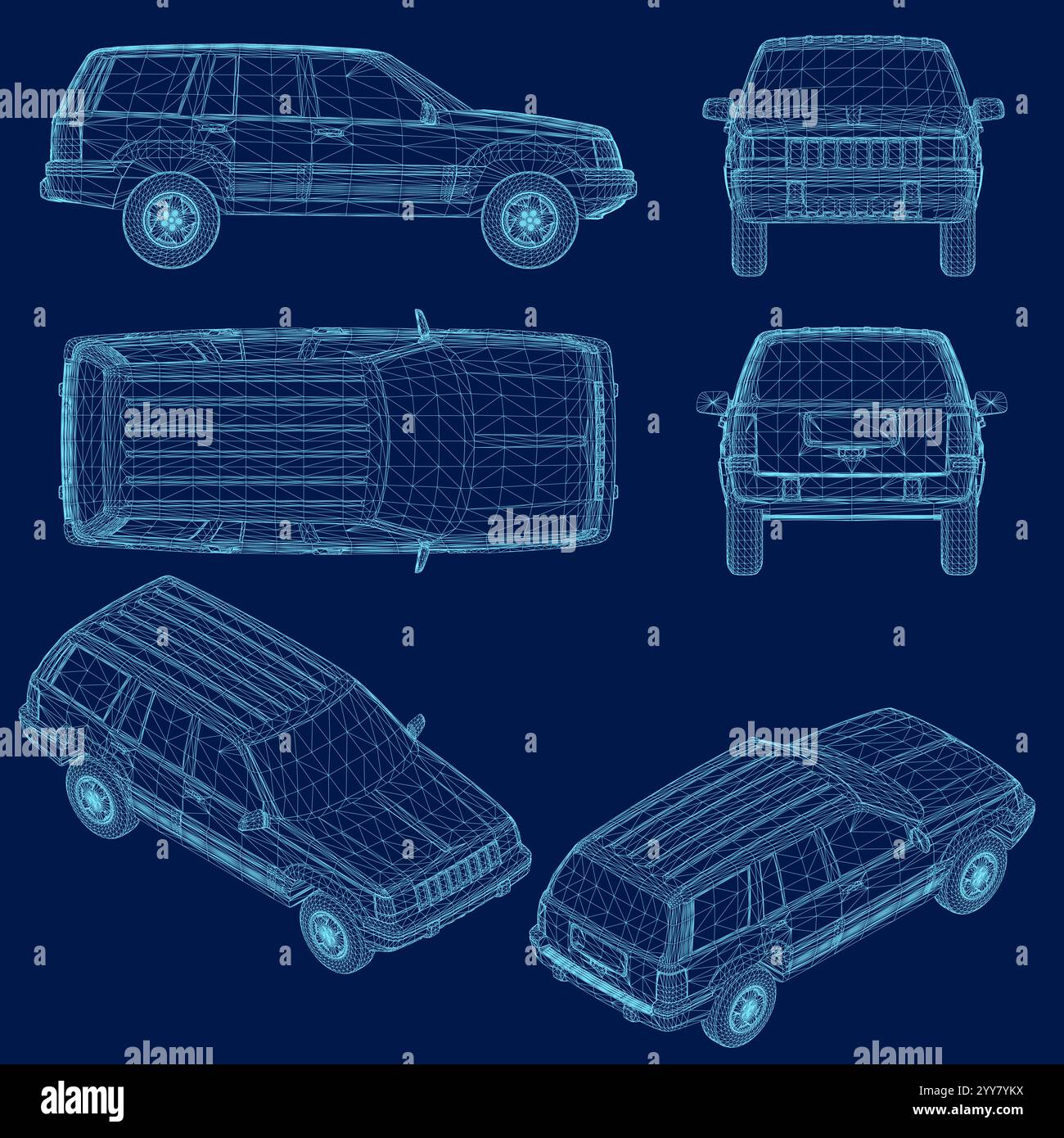 Passenger car wireframe set. Retro auto vehicle, automobile of ...