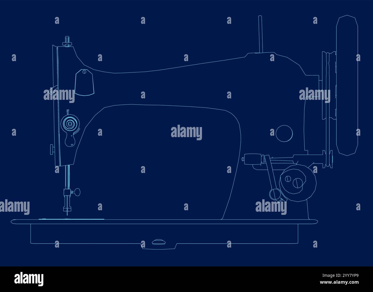 sewing machine outline. Side view. vector illustration Stock Vector ...