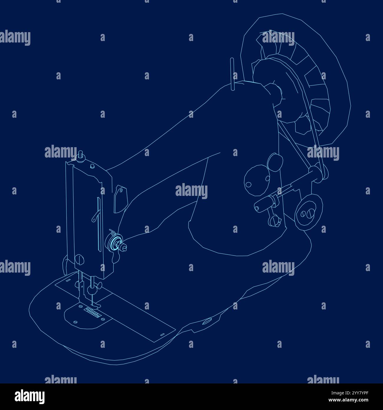 sewing machine outline. Isometric view. vector illustration Stock ...