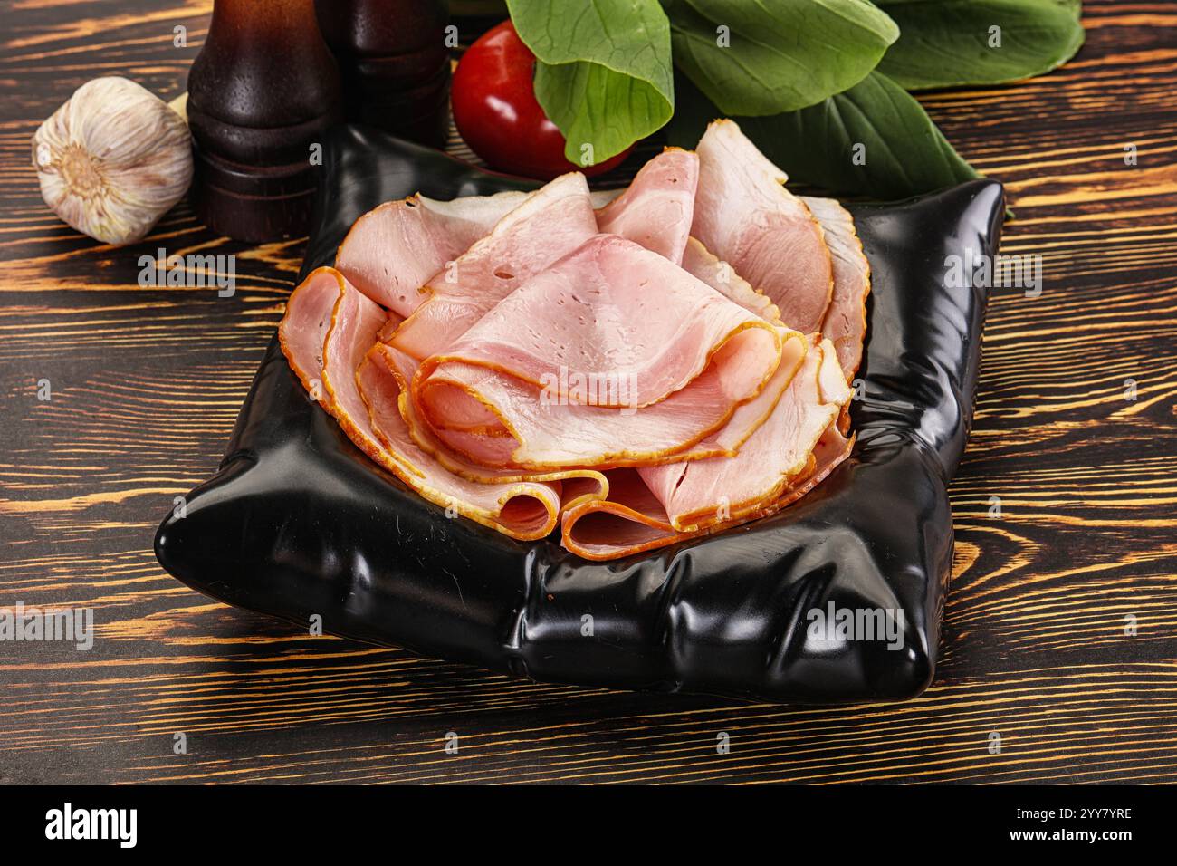 Italian sausage Prosciutto cotto ham appetizer Stock Photo - Alamy