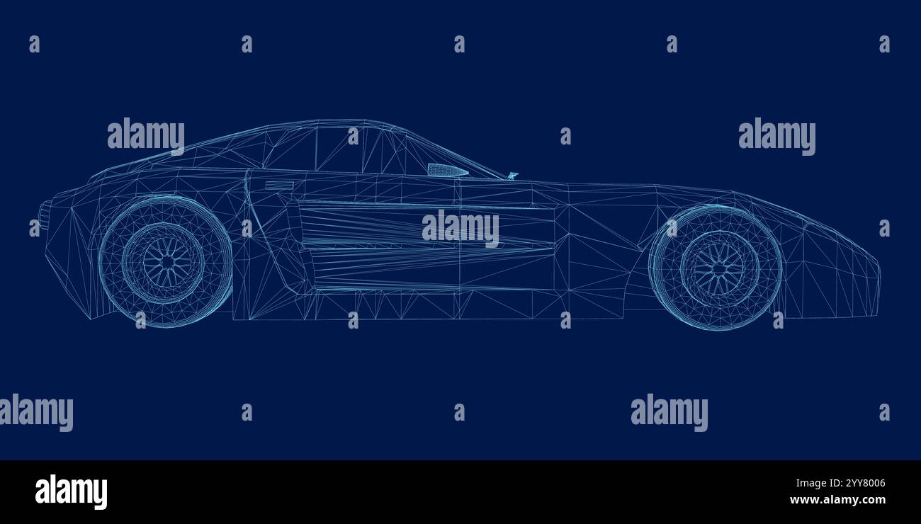 sport car wireframe, side view, vector illustration Stock Vector Image ...
