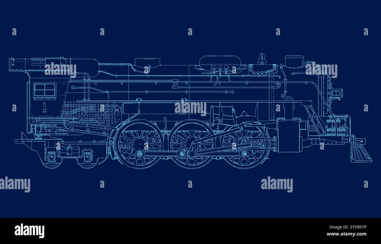 Steam train side view Stock Vector Images - Alamy