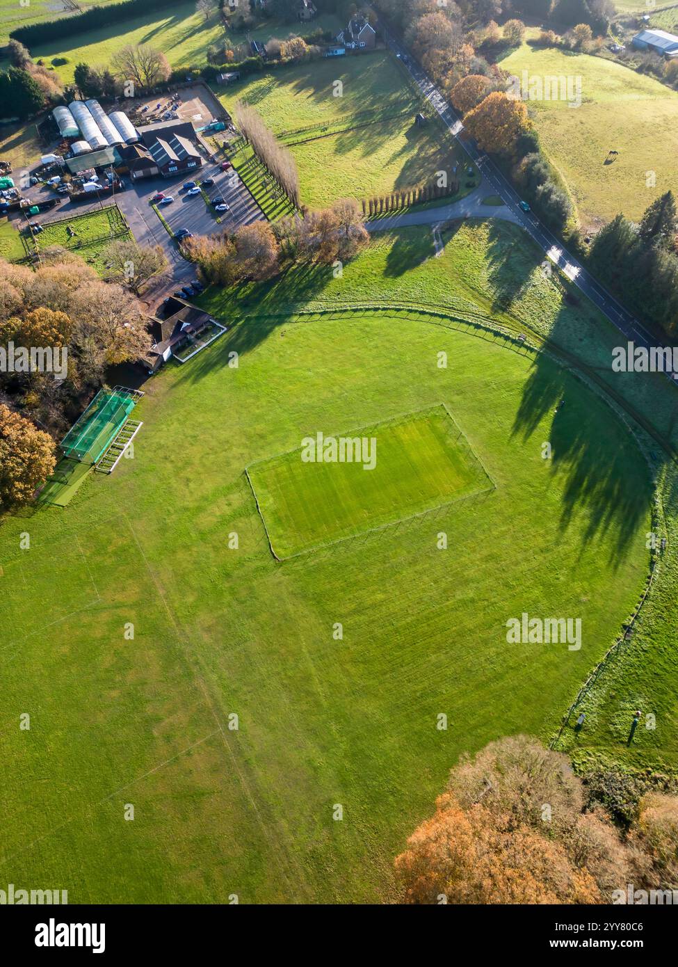aerial view of Henfield common and cricket ground in Henfield West ...