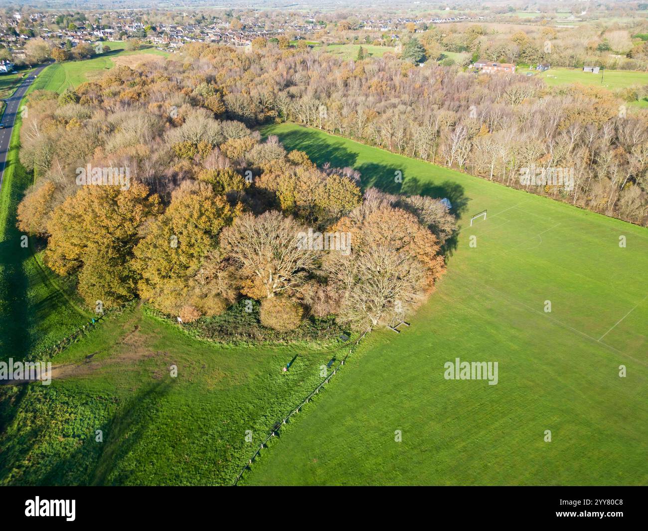 aerial view of Henfield common and cricket ground in Henfield West ...