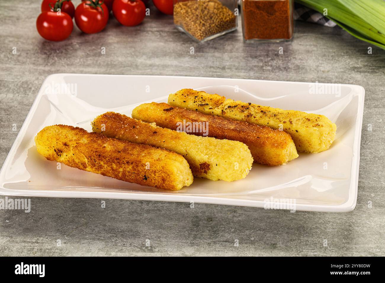 Crispy breaded mozarella cheese sticks appetizer Stock Photo - Alamy