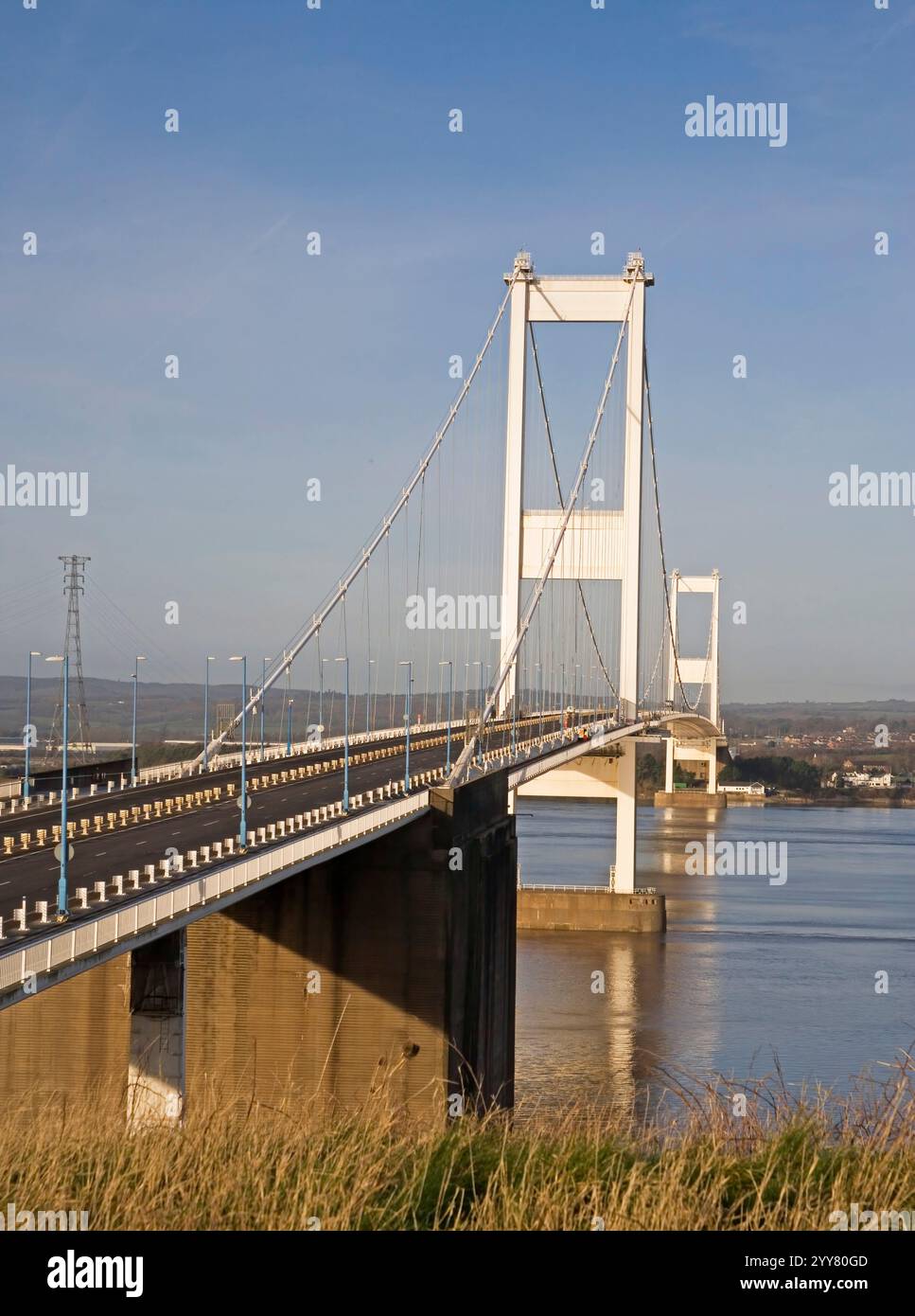 severn bridge and river crossing at Aust opened by the queen in 1966 ...
