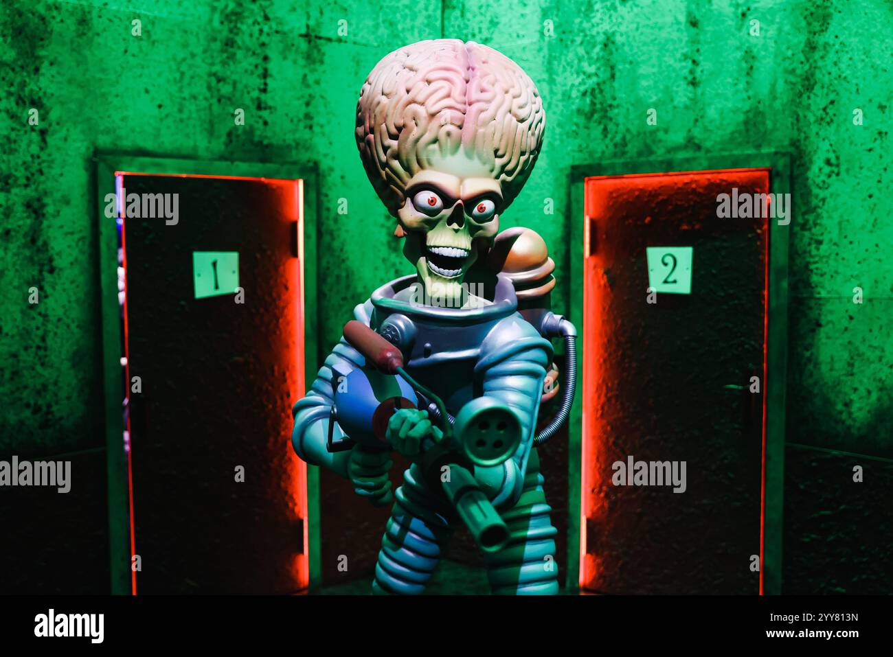 Milano, Italy. 12th Dec, 2024. A view of a Mars Attack! installation ...