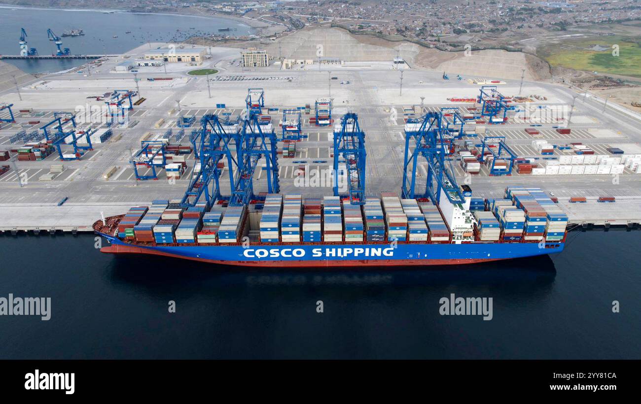 (241220) -- CHANCAY, Dec. 20, 2024 (Xinhua) -- An aerial drone photo ...