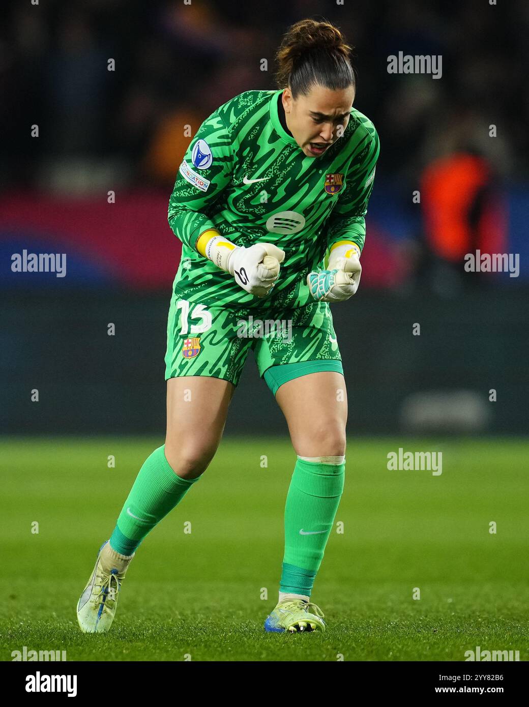 Barcelona, Spain. 18th Dec, 2024. Cata Coll of FC Barcelona celebrates ...