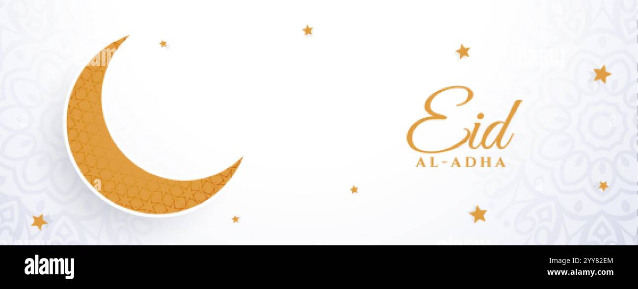 white and golden moon eid al adha bakrid banner Stock Vector Image ...