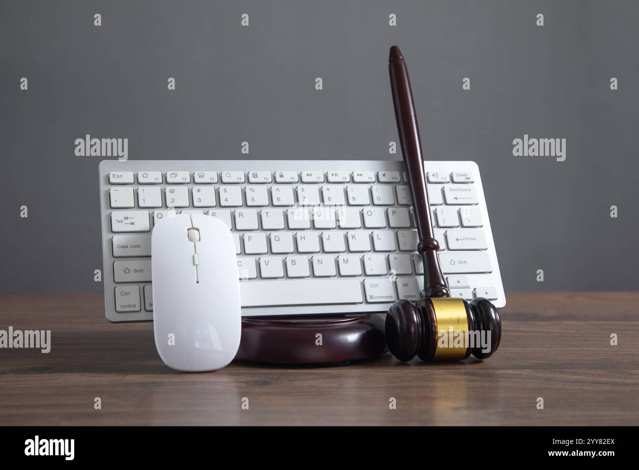 Judge gavel with a computer keyboard. Internet crime Stock Photo - Alamy