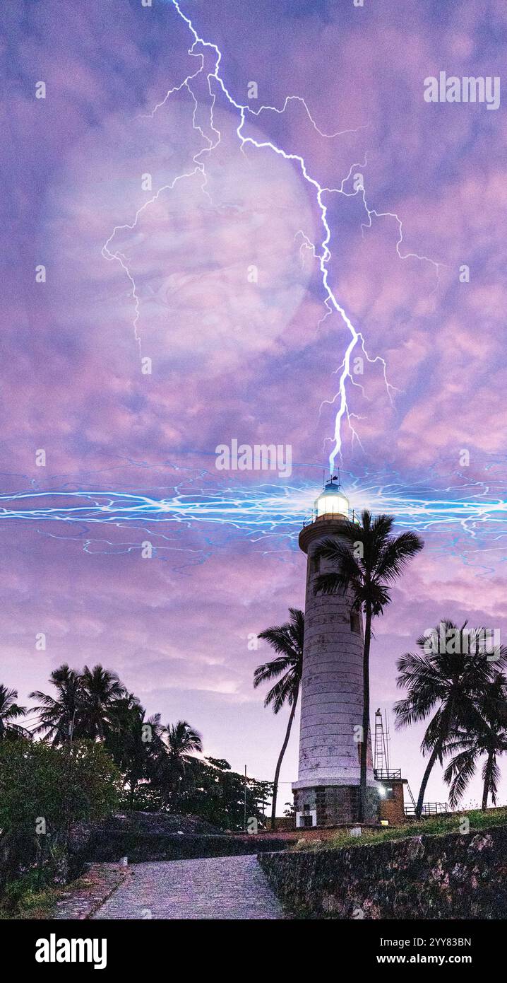 A Stunning Lighthouse Under a Dramatic Lightning Sky Captures the Eye ...