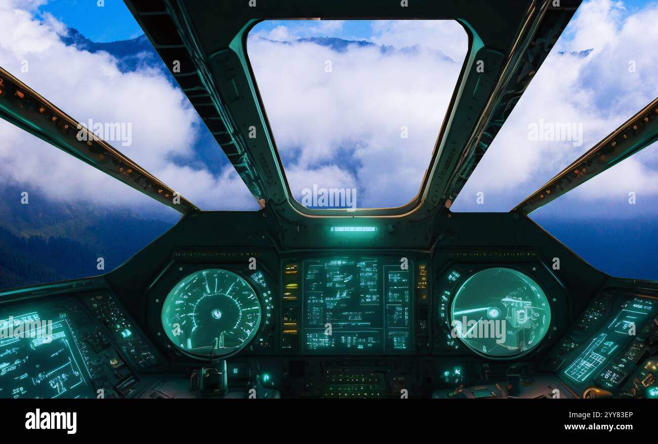 A Stunning and Futuristic View of an Aircraft Cockpit Surrounded by ...