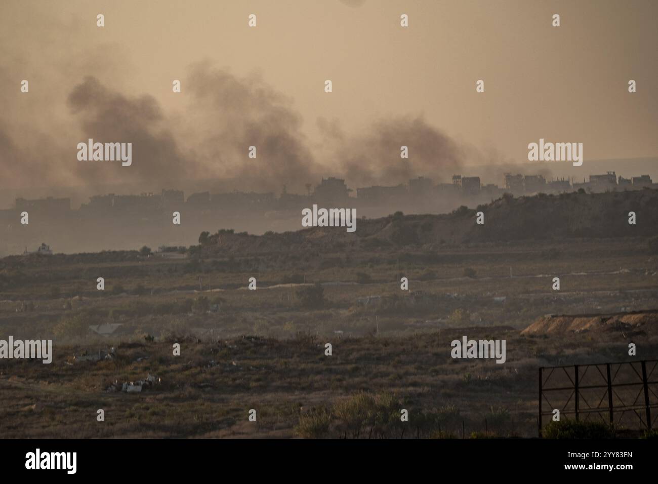 December 18, 2024, View To North Gaza, Tel Aviv, Israel: Smoke rises ...