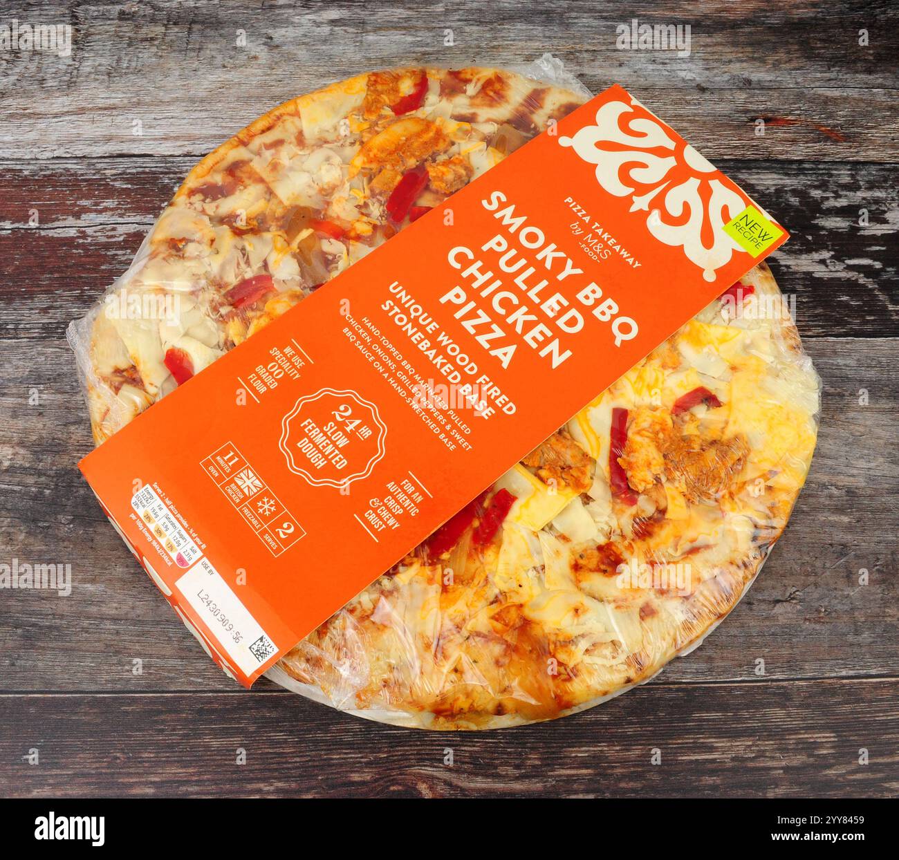 M and S food pizza takeaway smoky BBQ pulled chicken pizza with 24hr ...