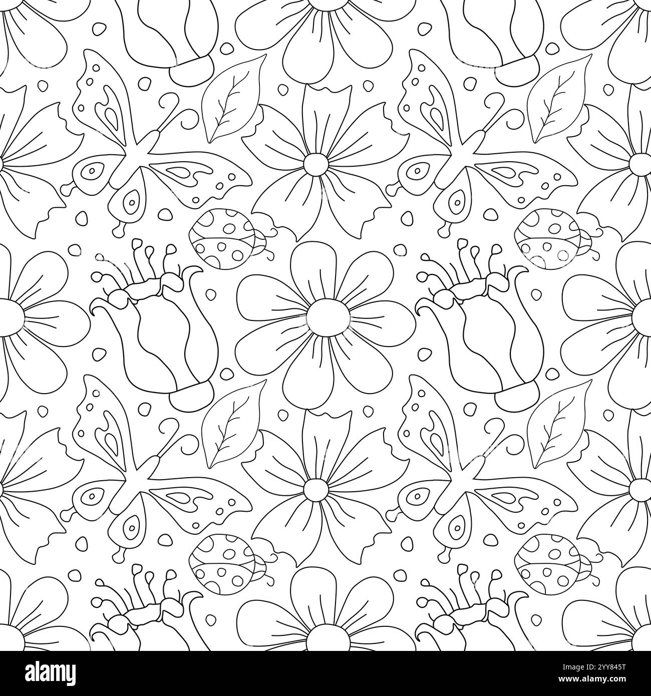 Wildflower natural vector seamless Cut Out Stock Images & Pictures - Alamy
