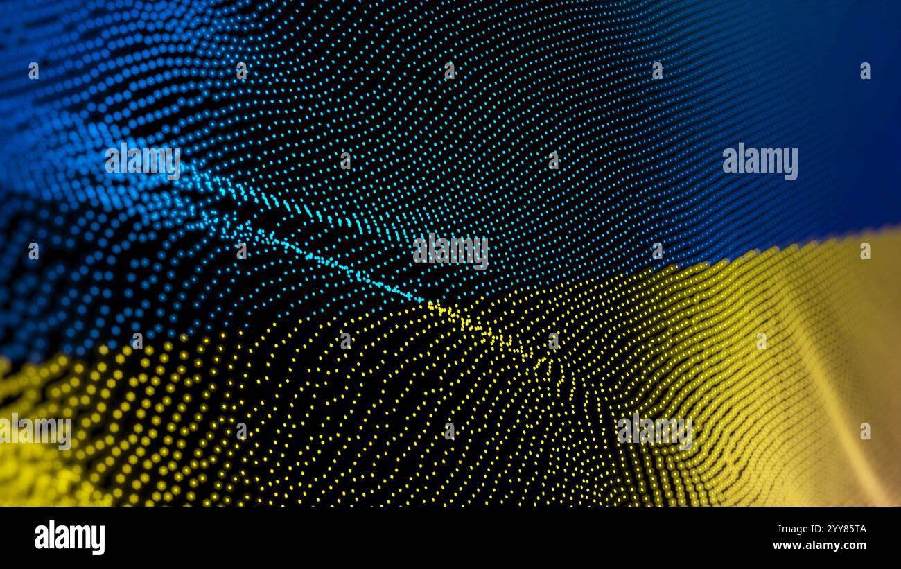 Ukraine digital technology flag cyber background. Ukrainian banner ...