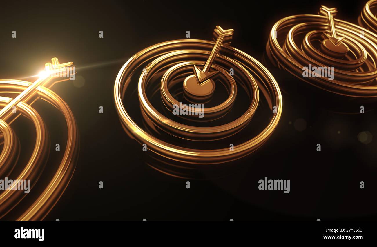 Target business strategy and success motivation golden metal shine ...