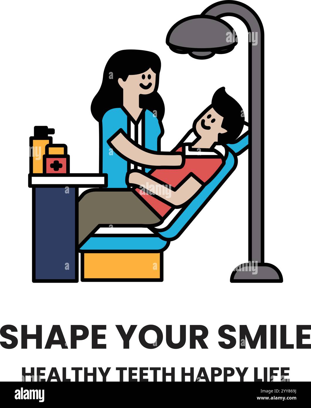 Illustration in concept of Dental Clinic and Dentist in line style ...