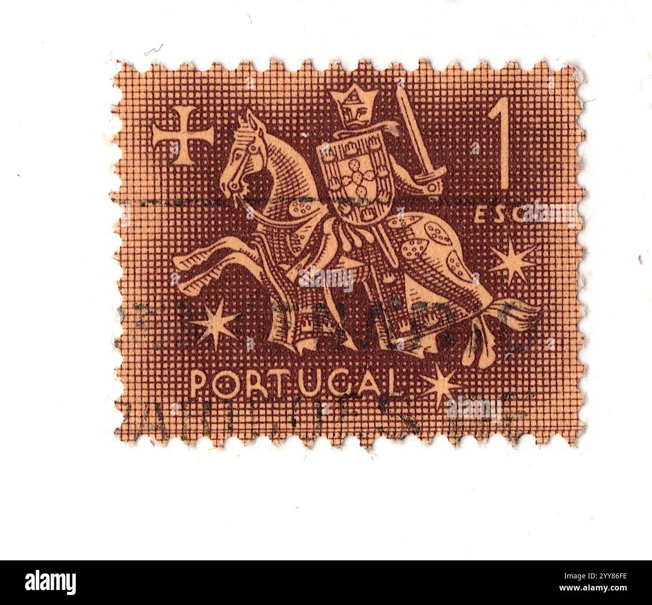 A vintage postage stamp from Portugal isolated on a white background ...
