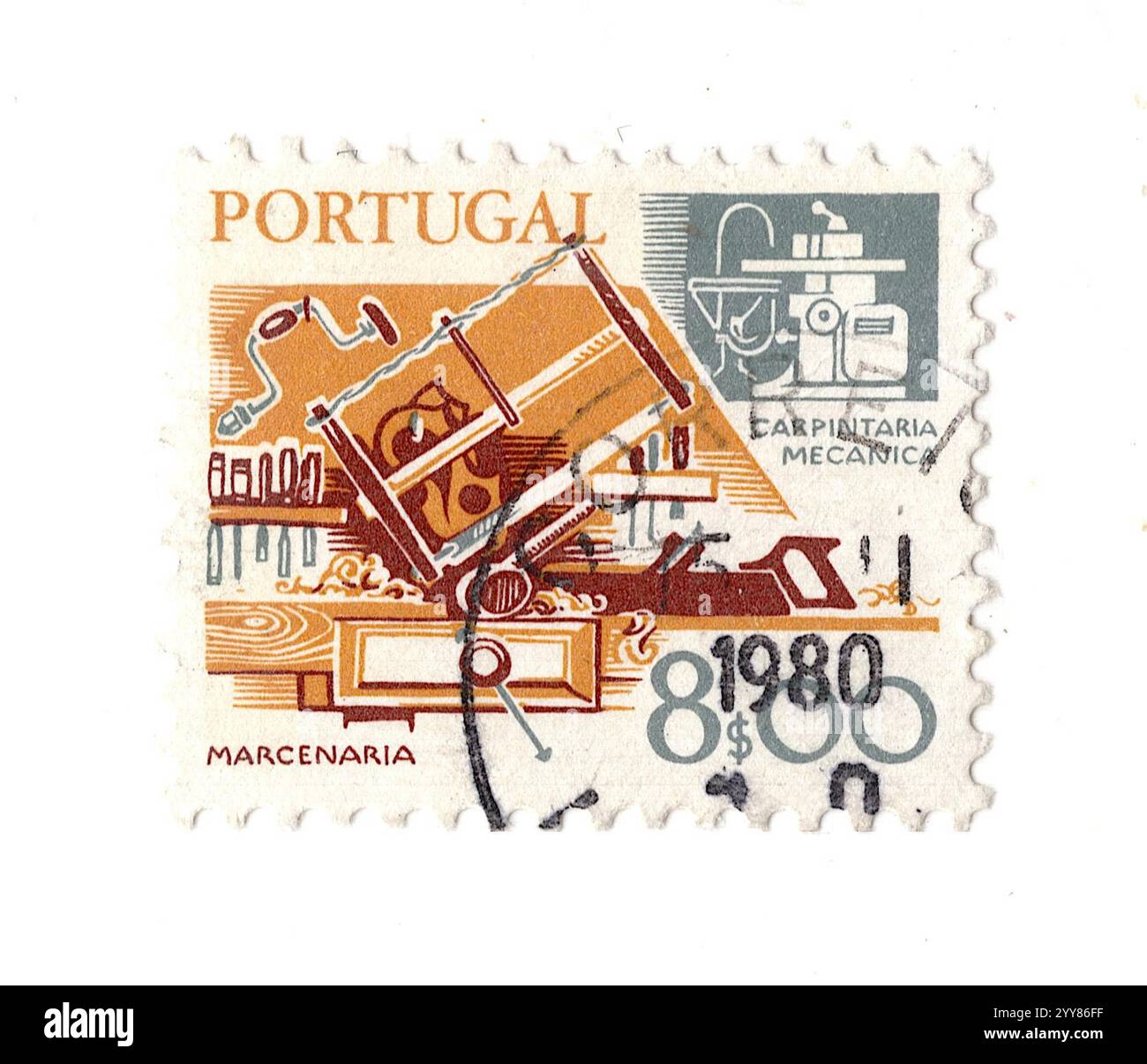 A vintage postage stamp from Portugal isolated on a white background ...