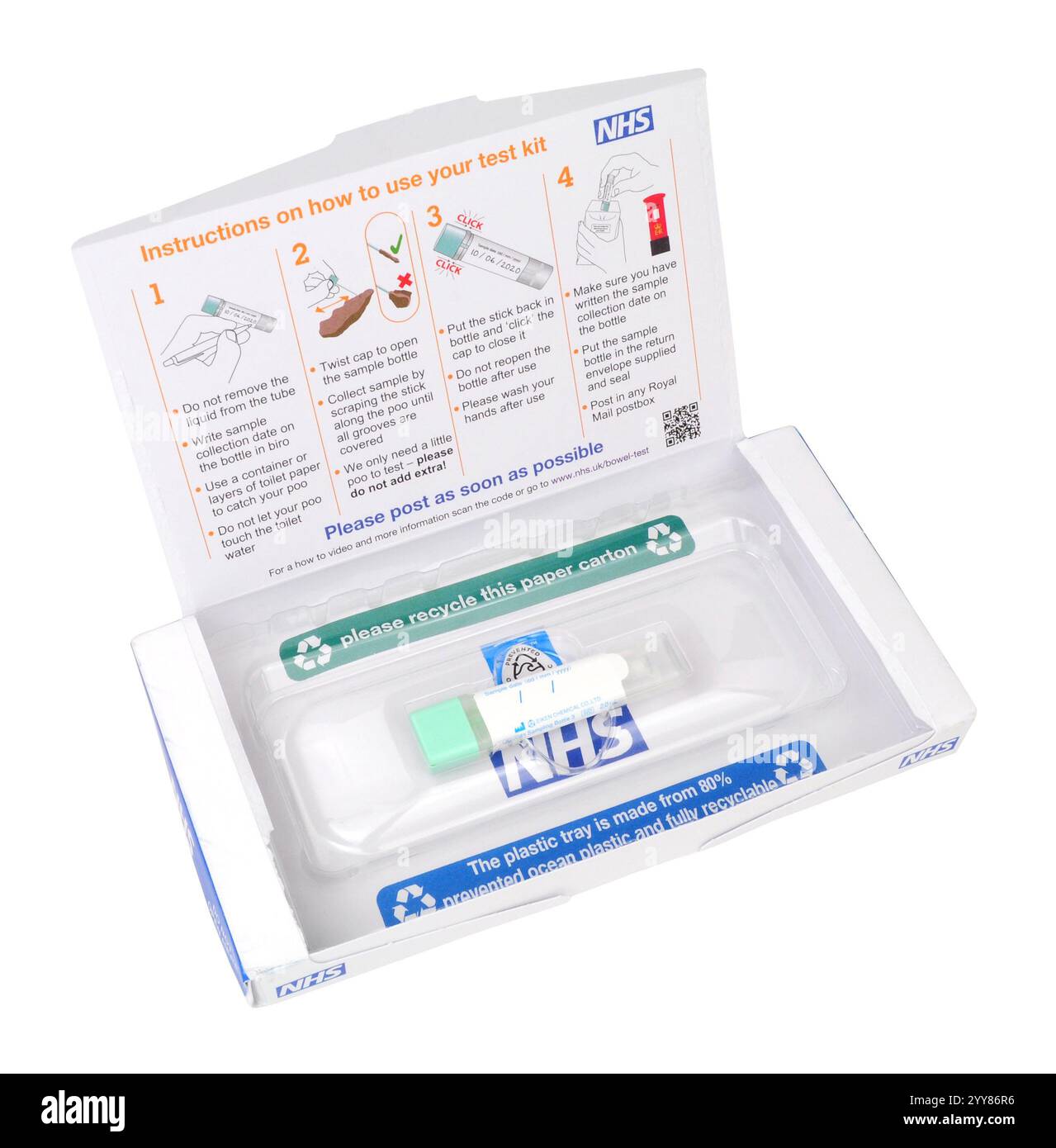 NHS bowel cancer screening faecal immunochemical test kit Stock Photo ...