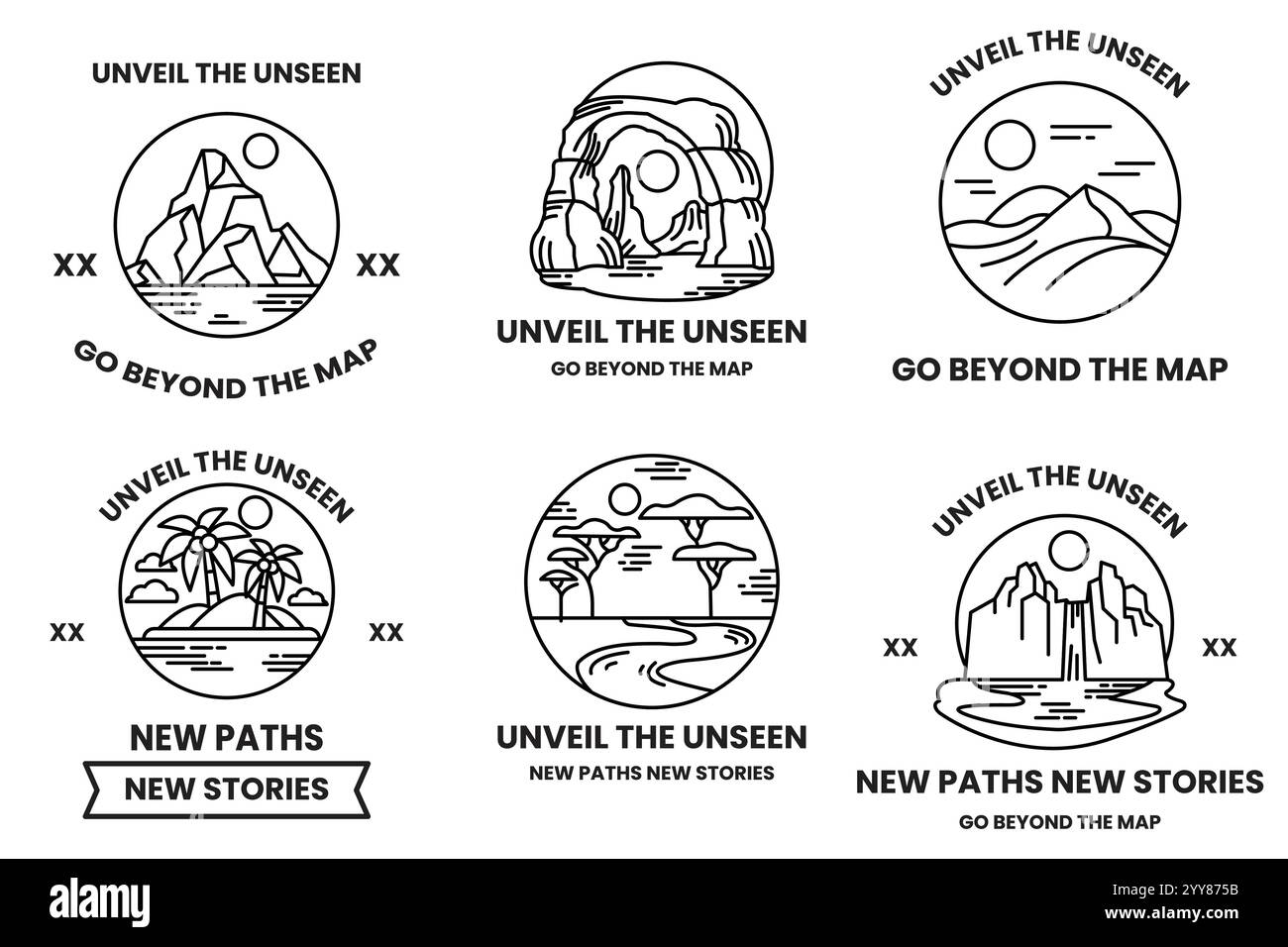 Set of illustrations in the concept of Natural tourist attractions in ...