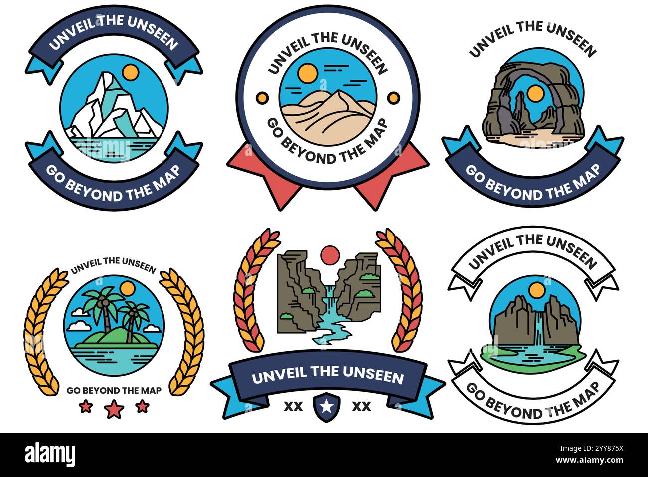 Set of illustrations in the concept of Natural tourist attractions in ...